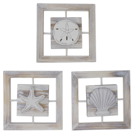 Wood/Whitewash 3 asst. shell theme plaques Barry-Owen Co., Inc. Call ...
